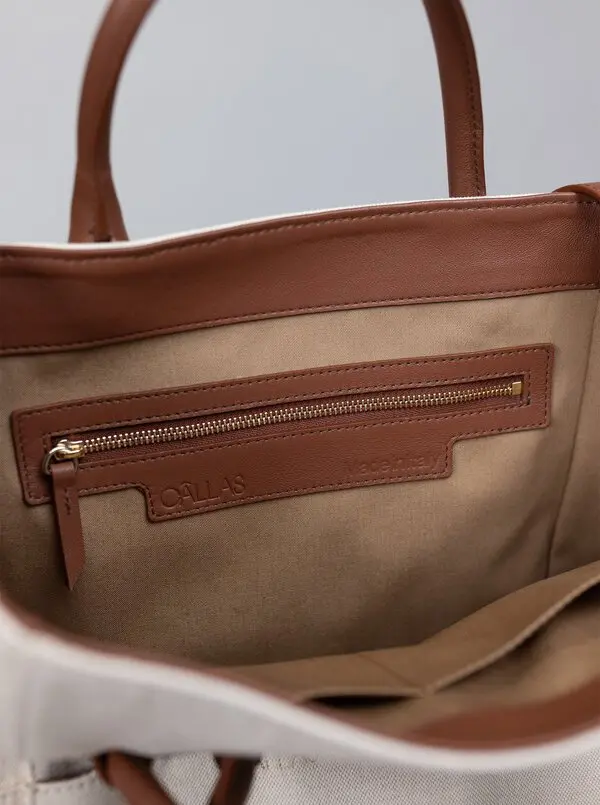 CALLAS MILANO Pia Leather And Canvas Tote Bag