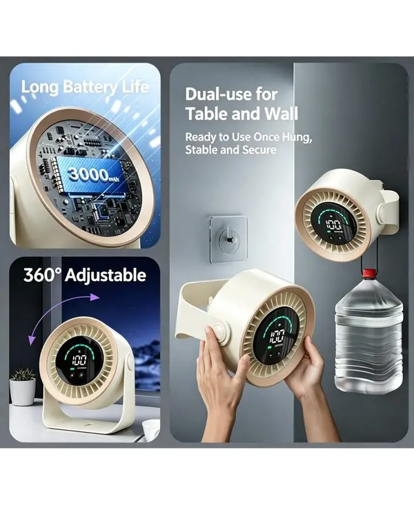 COWIN Usb-c Rechargeable Desk Fan - White