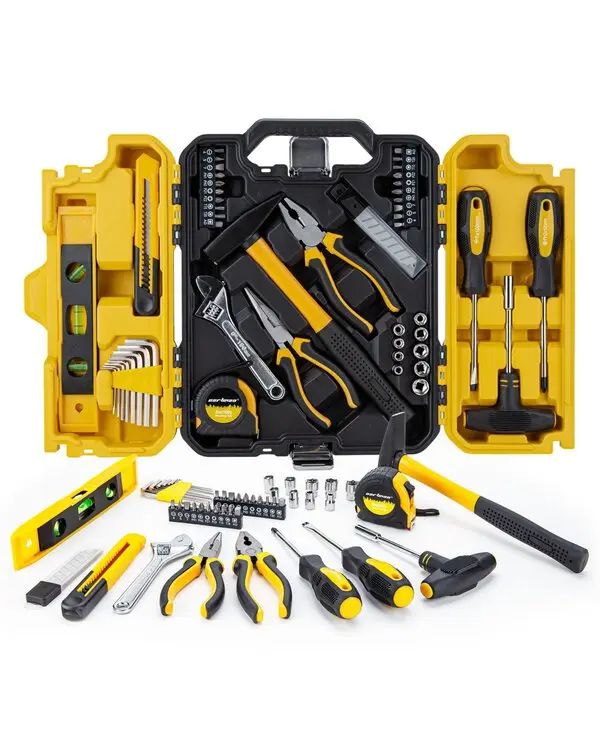 XDOVET Home Tool Kit Hand Set With Plastic Toolbox For Repair Diy - Yellow