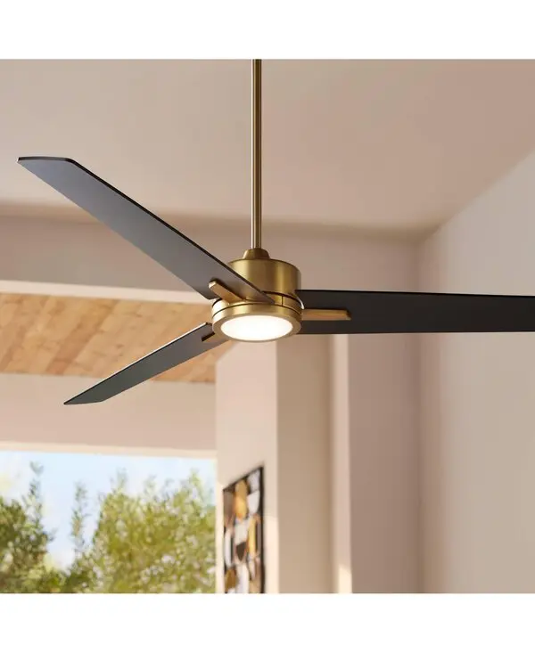 CASA VIEJA 60" Monte Largo Soft Brass Led 36" Rod Ceiling Fan