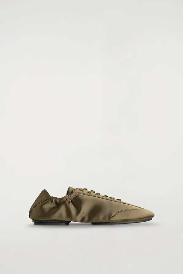 Cos Satin-suede Ballet Sneakers - Green
