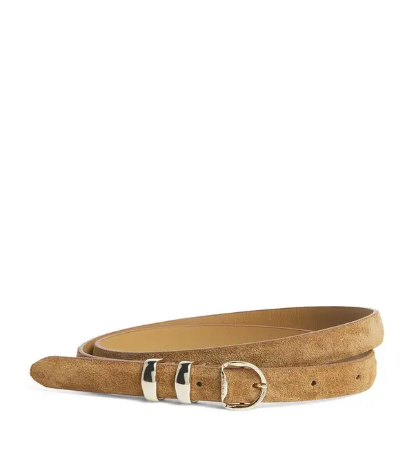 Sandro Suede Buckle Belt - Beige