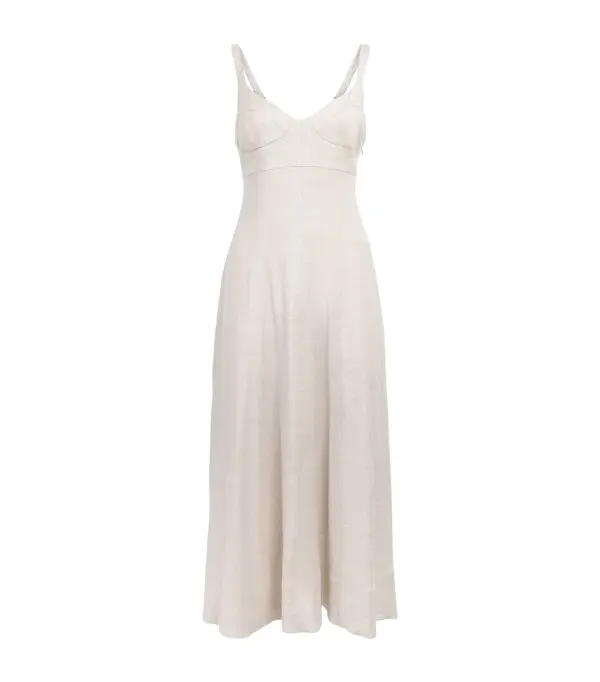 TOCCIN Linen-blend Arya Midi Dress - Beige
