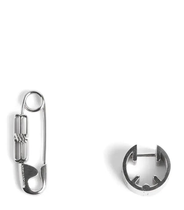 Balenciaga Asymmetric Safety Pin Earrings - Gold
