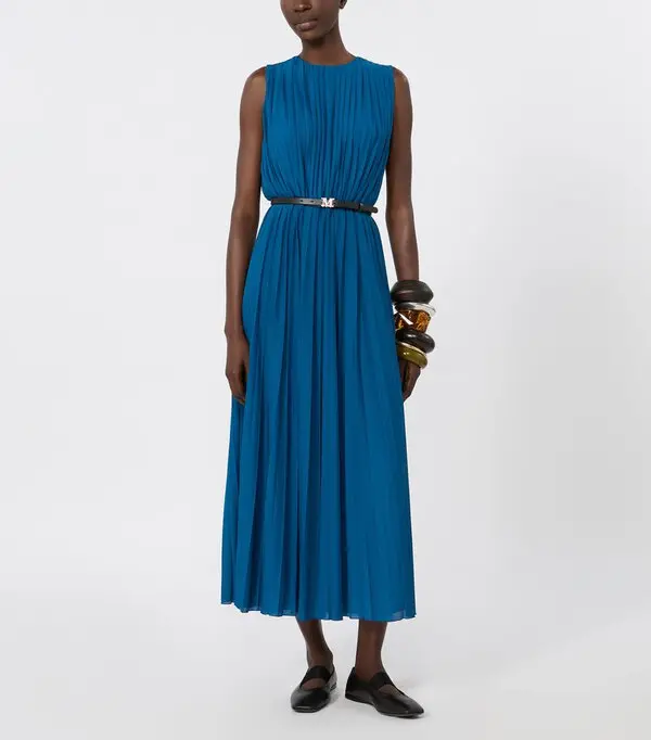 Max Mara Sleeveless Pleated Midi Dress