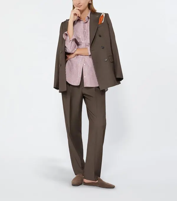 Max Mara Wool Gabardine Drawstring Trousers
