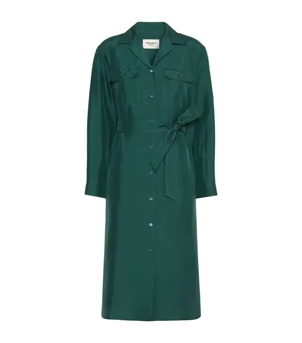 Max Mara Silk Shirt Midi Dress - Green