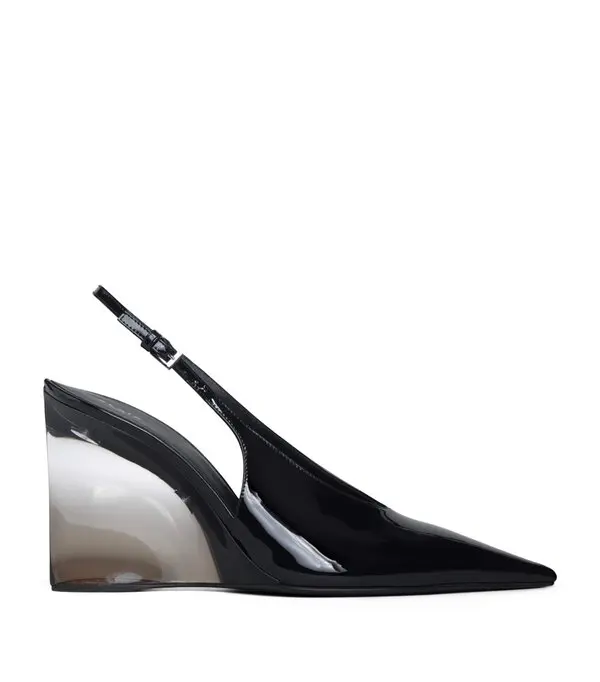 Alaïa Patent Leather Invisible Wedge Slingback Pumps 90 - Black