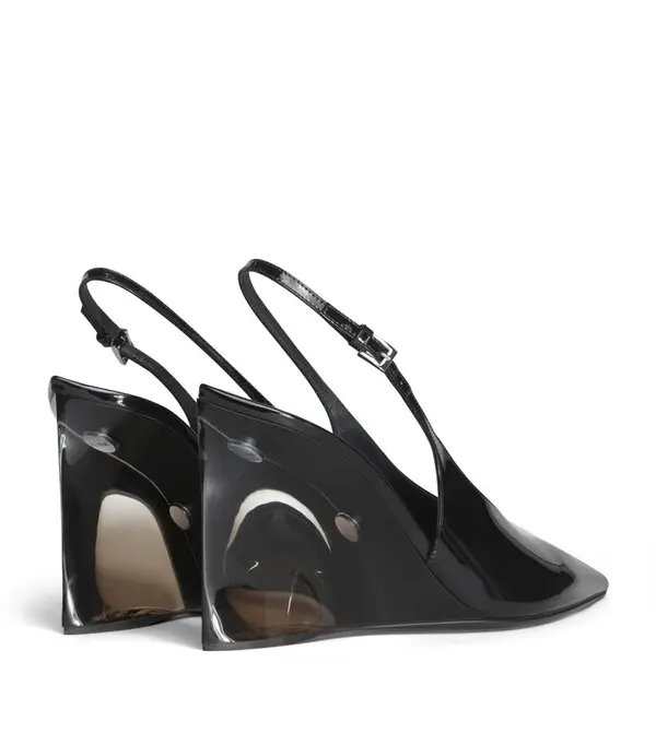 Alaïa Patent Leather Invisible Wedge Slingback Pumps