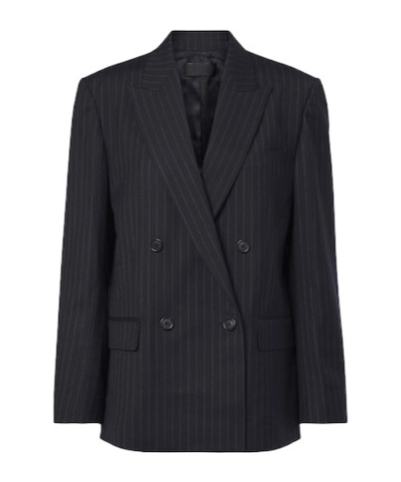 NILI LOTAN Leston Pinstriped Wool Blazer - Blue