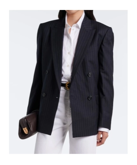 NILI LOTAN Leston Pinstriped Wool Blazer - Blue
