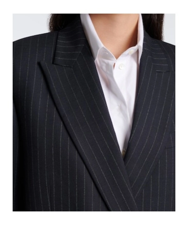 NILI LOTAN Leston Pinstriped Wool Blazer - Blue