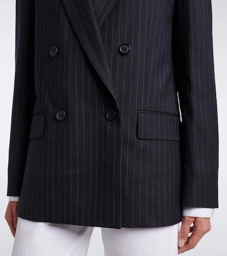NILI LOTAN Leston Pinstriped Wool Blazer - Blue