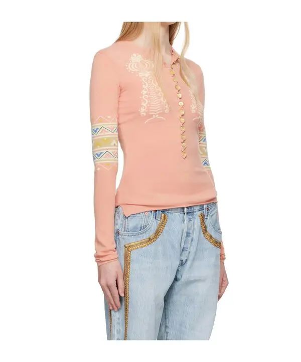 CONNER IVES Ribbed Knit Henley Sweater