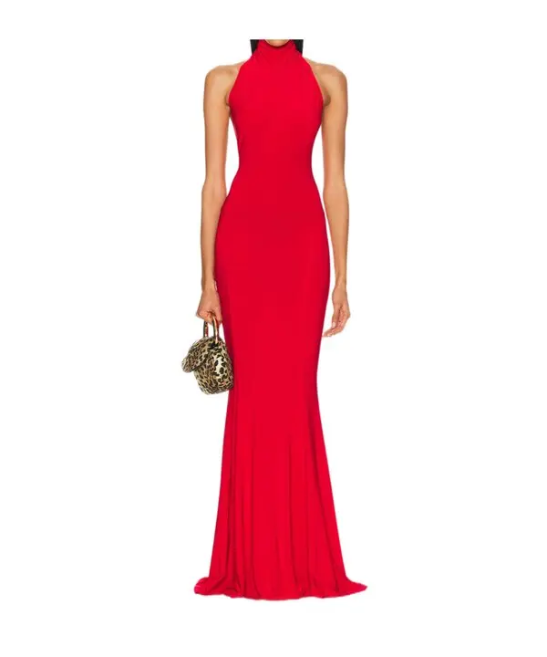 Norma Kamali Halterneck Mermaid Gown - Red
