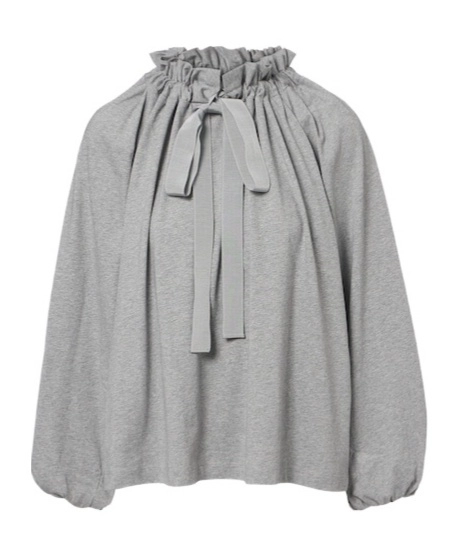 PATOU Bow-detail Gathered Cotton Jersey Top - Grey