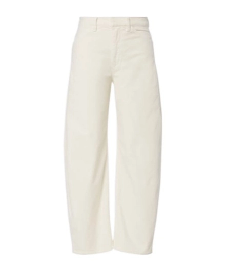 NILI LOTAN Tribeca Cotton-blend Corduroy Barrel-leg Pants - White