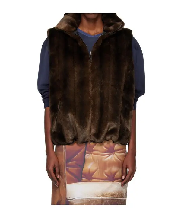 CONNER IVES Faux Fur Zip-up Vest