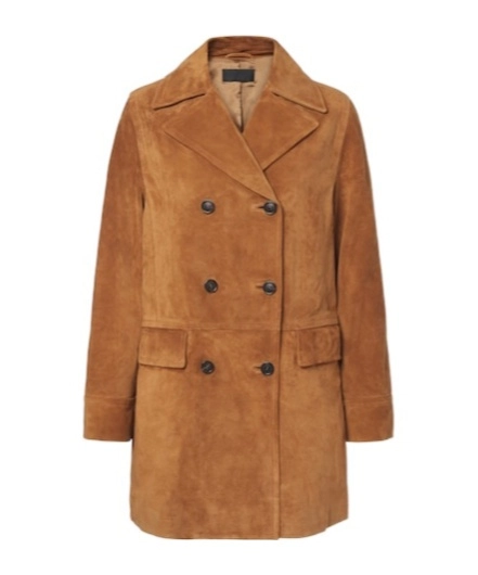 NILI LOTAN Remington Double-breasted Suede Coat - Brown