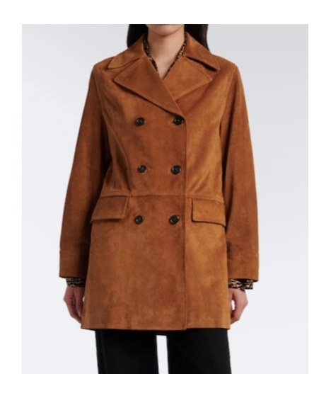 NILI LOTAN Remington Double-breasted Suede Coat