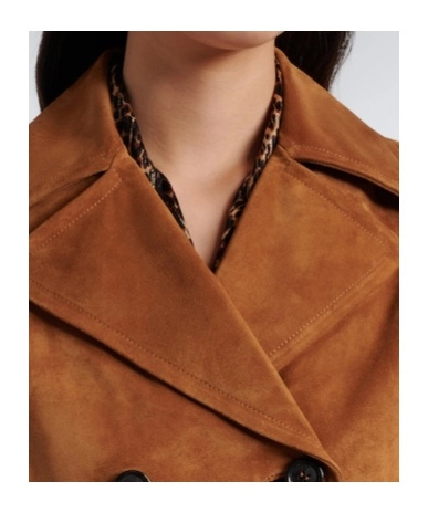 NILI LOTAN Remington Double-breasted Suede Coat