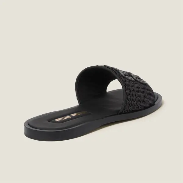 Miu Miu Raffia-effect Woven Fabric Slides