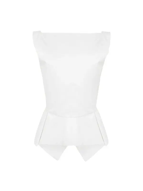 VIVIENNE WESTWOOD Square Neck Button-down Peplum Top - White
