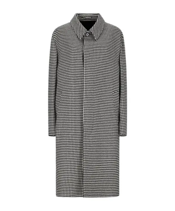 LARDINI Houndstooth Wool Coat - Black
