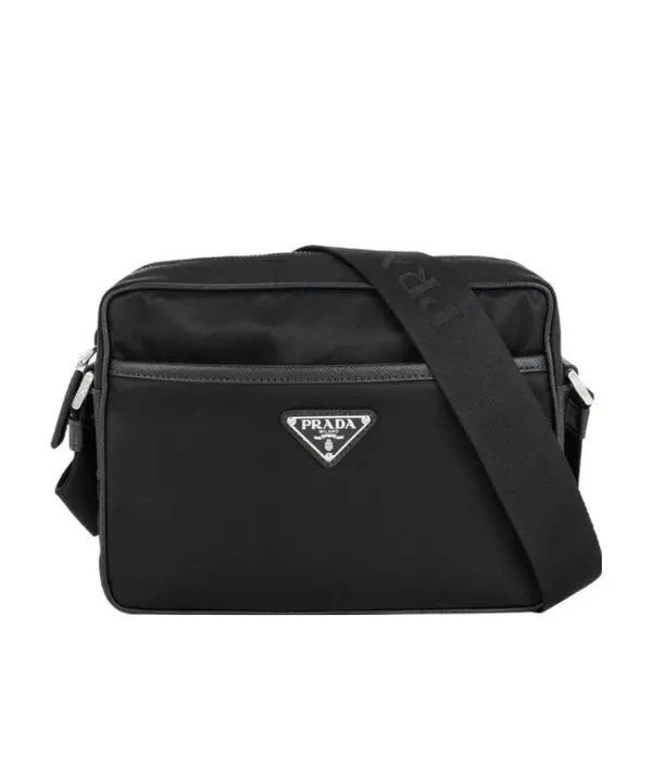 Prada Re-nylon And Saffiano Leather Shoulder Bag - Black