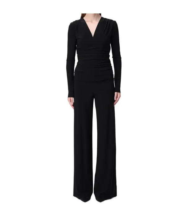 Norma Kamali V-neck Gathered Jumpsuit - Black