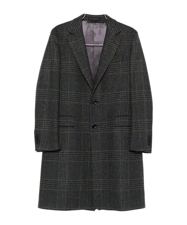 LARDINI Checked Wool Coat - Brown