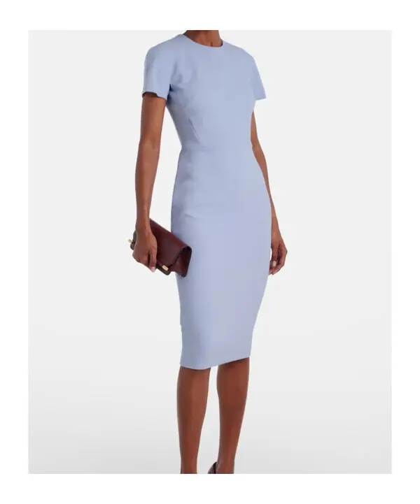 Victoria Beckham Short Sleeve Crew Neck Dress - Blue