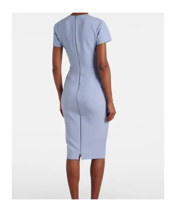 Victoria Beckham Short Sleeve Crew Neck Dress - Blue