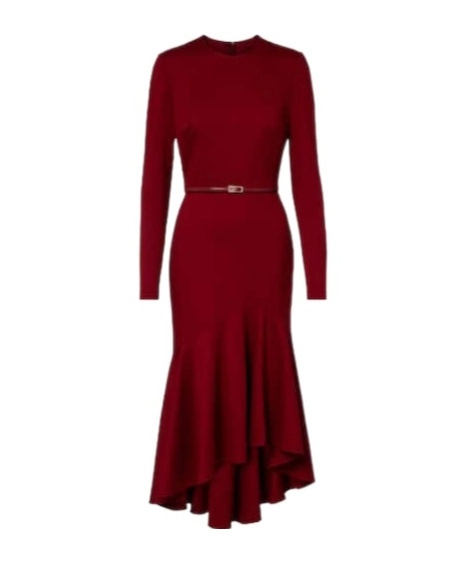 Elie Saab Belted Tiered Midi Dress - Red