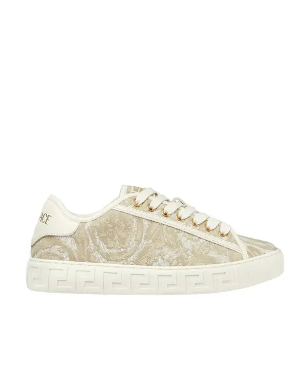 Versace Barocco Greca Lace-up Sneakers - White