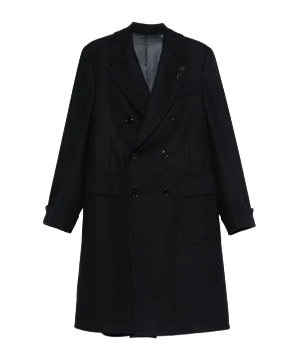 LARDINI Double Breasted Flower Detailed Coat - Blue