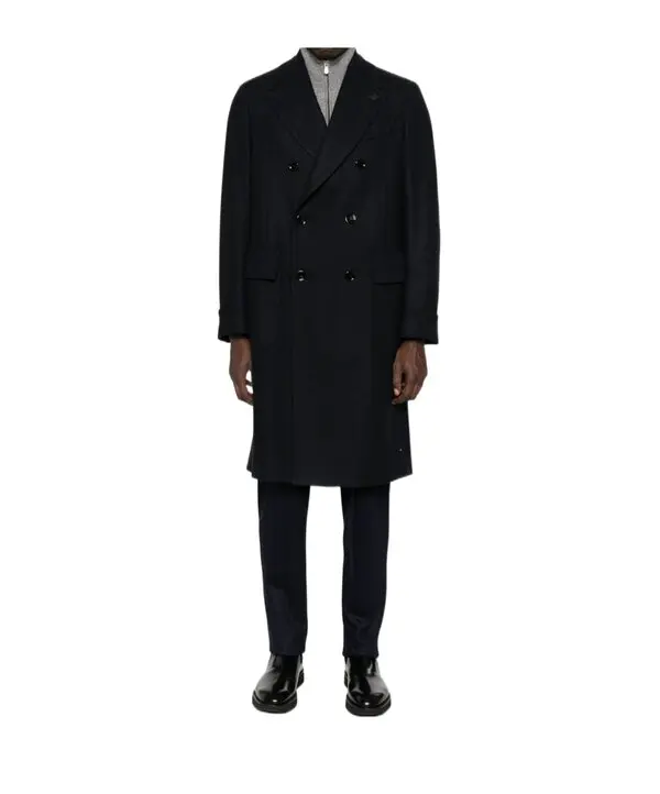 LARDINI Double Breasted Flower Detailed Coat