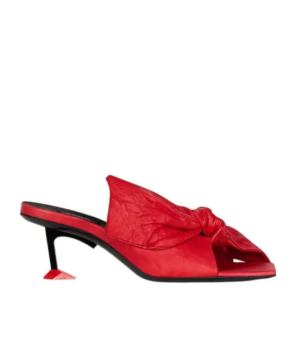 Givenchy Boudoir Heeled Mules In Nappa Leather With Bow - Cinnabar