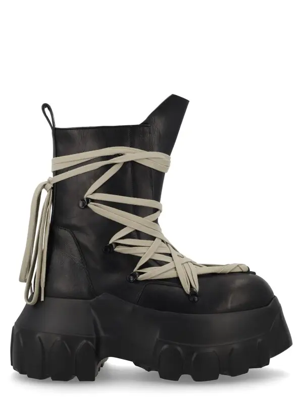 Rick Owens Leather Lace-up Boots With Chunky Platform Sole