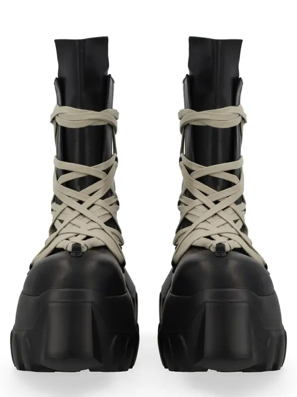 Rick Owens Leather Lace-up Boots With Chunky Platform Sole
