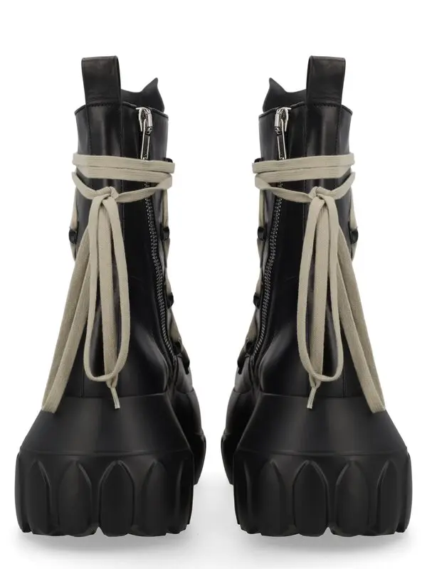 Rick Owens Leather Lace-up Boots With Chunky Platform Sole