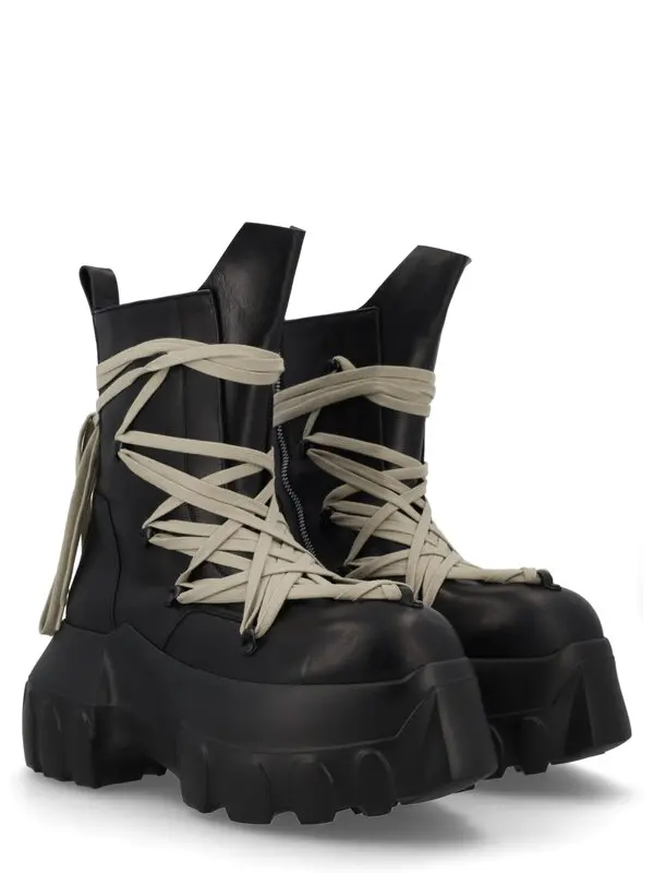 Rick Owens Leather Lace-up Boots With Chunky Platform Sole