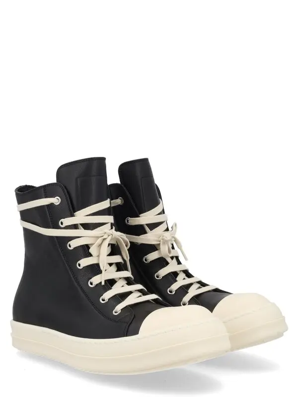 Rick Owens Leather High Top Sneakers