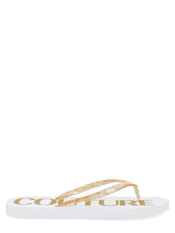Versace Sandalo Infradito Con Logo - Gold