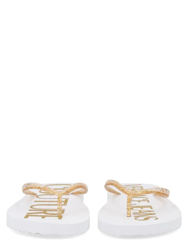 Versace Flip Flops With Logo Detailing