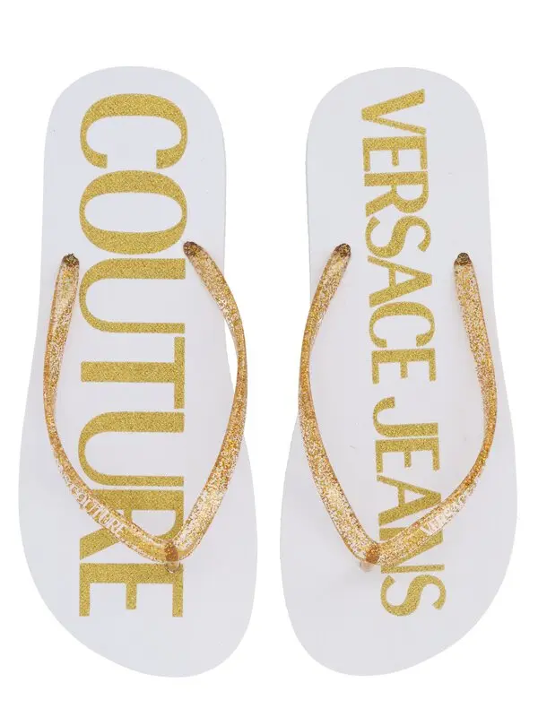 Versace Flip Flops With Logo Detailing