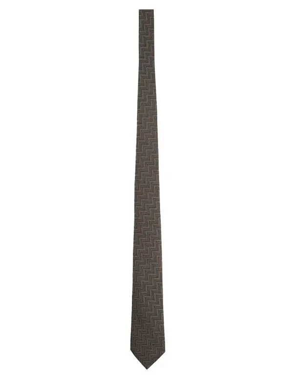 Giorgio Armani Cravatta In Seta Jacquard - Brown