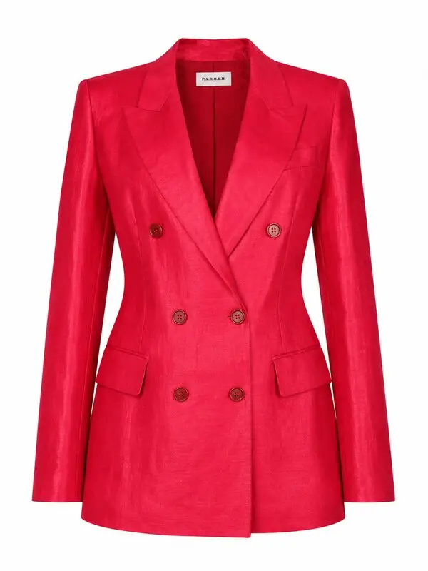 P.a.r.o.s.h P. A.r. O.s. H. Blazer Doppiopetto In Viscosa E Lino - Red