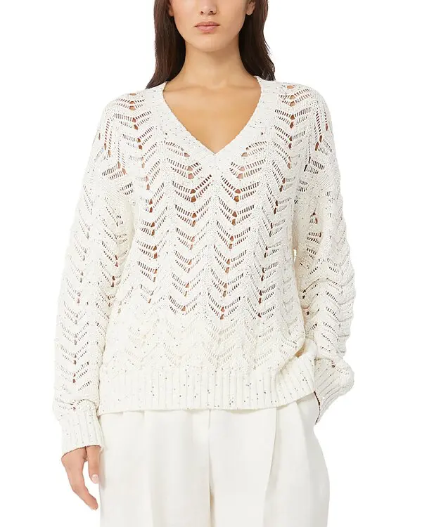 Max Mara Mstfelino V Neck Sweater - White