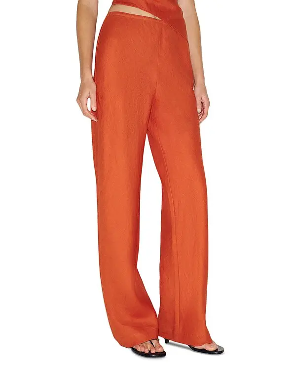 REFORMATION Gale Linen Mid Rise Pants - Chili Mango